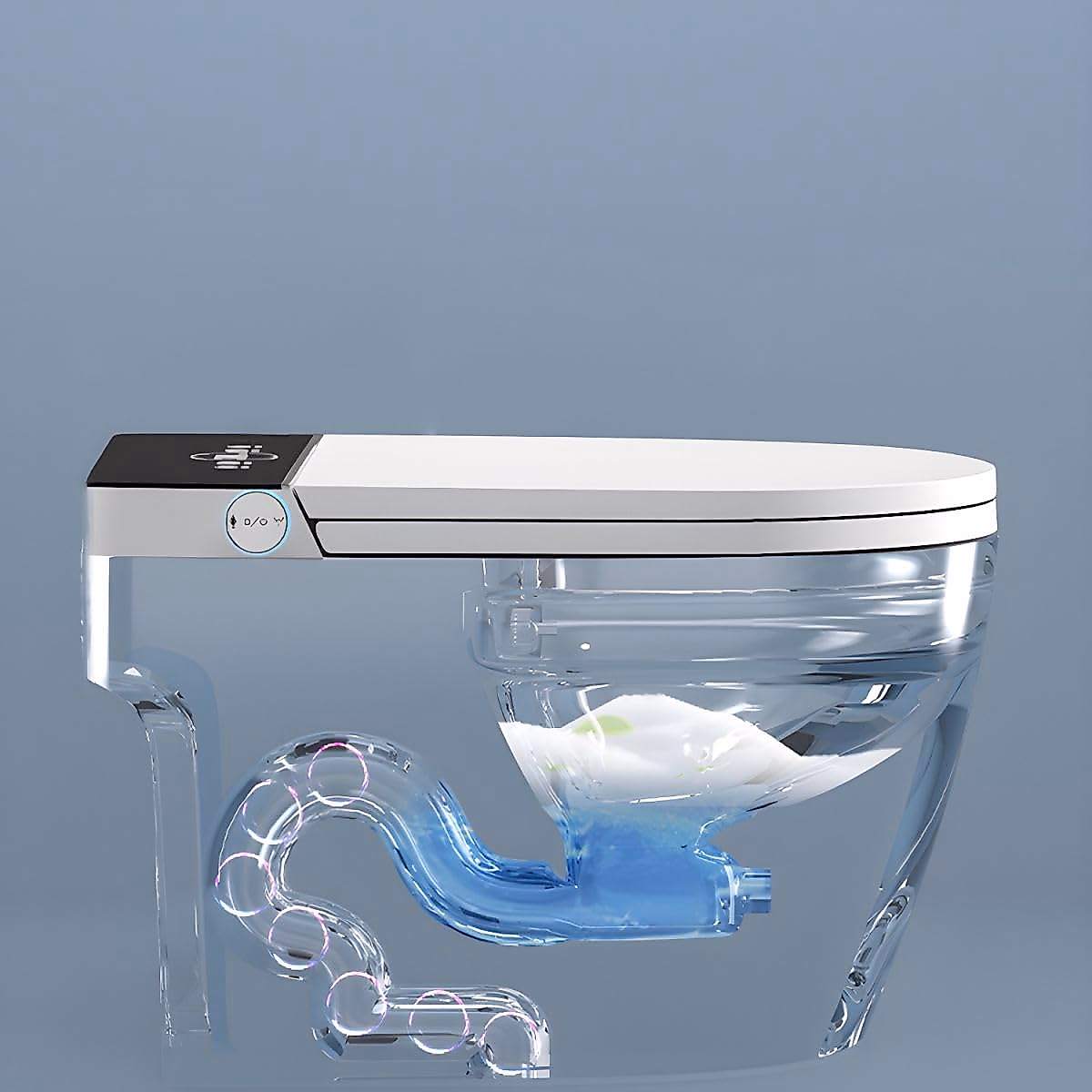 ITENGHUA Smart Toilet for bathrooms, smart bidet Auto Open/Close Lid, with Bidet Built In,Auto Dual Flush, heated toilet seat,Foot Kick Flush White