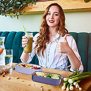 JUBOSYCZ Stainless Steel Bento Box for Adults&Kids,Japanese Leakproof Lunch Box Divided Food Meal Storage Containers Set Stackable 2 Layer for Children School Picnic Blue