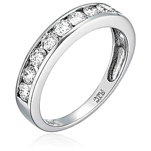 VIR JEWELS 1 cttw Diamond Wedding Anniversary Band for Women Half Eternity Diamond Engagement Ring 14K White Gold Channel Set SI2-I1 Clarity Certified Size 8