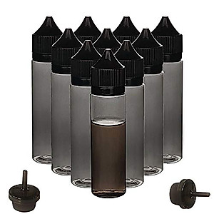 11pcs empty bottle ,10pcs 60ml PET dropper bottle,1pcs 120ml needle bottle with 10pcs Gift Sticker Labels (black-trans + black cap)