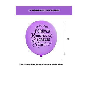25 Memorial latex balloons to Celebrate life, Bereavement, Condolences, Funeral, Anniversary, Memorial services, Memory table, Ash Scatterings (Purple-Forever)
