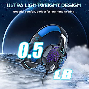 YINSAN Gaming Headset with Mic for PS4 PS5 Xbox Series X|S Nintendo Switch Xbox One PC, Wired Over Ear Gaming Headphones with Surround Sound, Noise-Cancelling, RGB Light, One-Key Mute Button