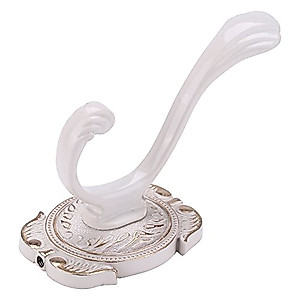 Fdit Bathroom Retro Zinc Alloy Wall Mounted Hooks Towel Clothes Coat Hat Door Hooks Wall Mounted Coat Hanger(Ivory White)