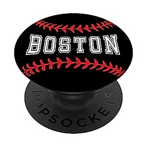 Baseball Ball Graphics on Black: Sports - Boston PopSockets PopGrip: Swappable Grip for Phones & Tablets
