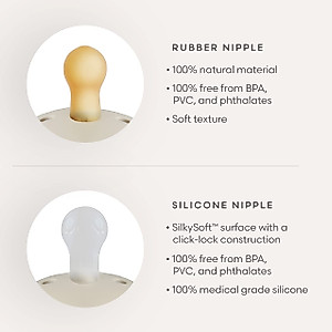 FRIGG Daisy Natural Rubber Baby Pacifier | Made in Denmark | BPA-Free (Chamomile/Peach Bronze, 0-6 Months) 2-Pack