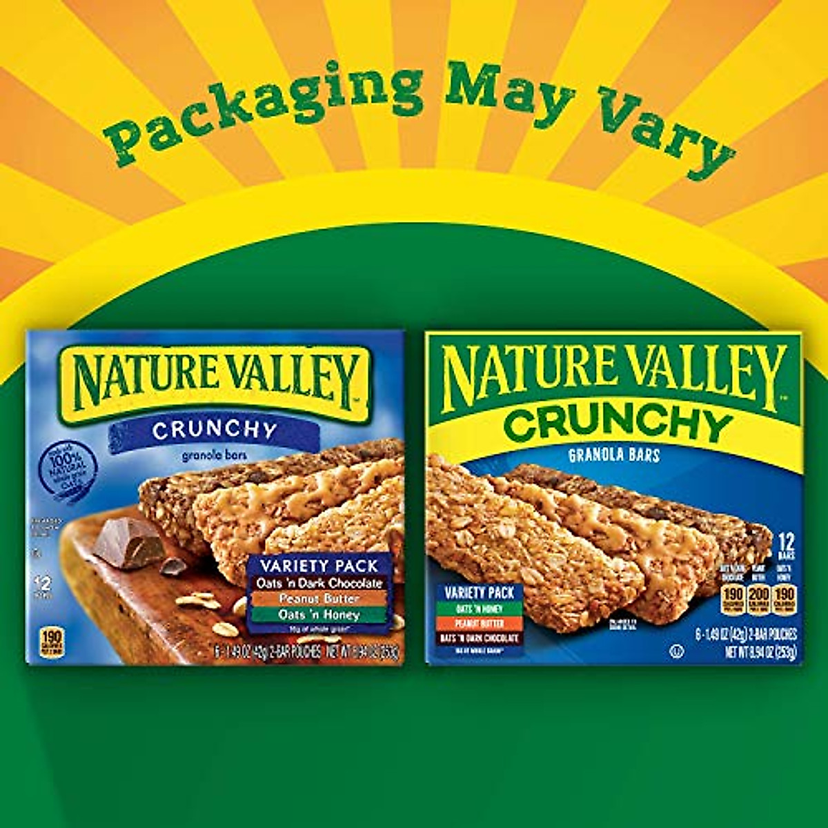Nature Valley Crunchy Granola Bars, Variety Pack, 12 Bars, 8.94 OZ (6 Pouches)