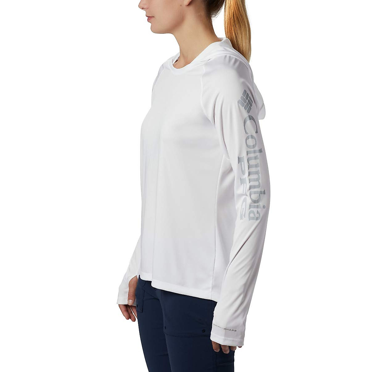 Columbia Women's Tidal Tee Hoodie, White/Cirrus Grey Logo, Medium