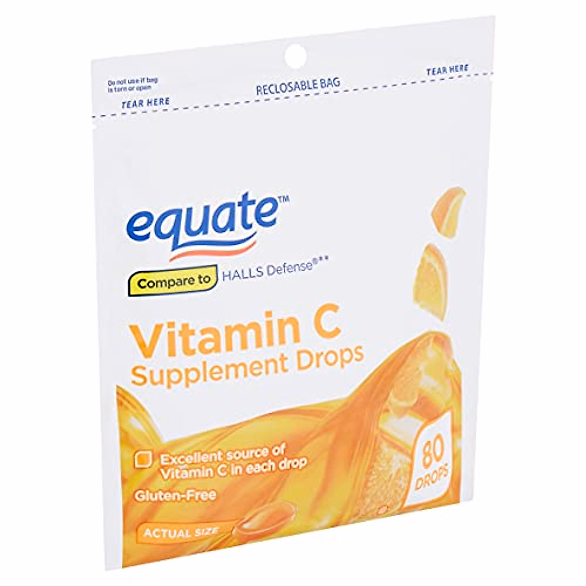 Equate Vitamin C Supplement Drops 80ct, Compare to Halls Defense