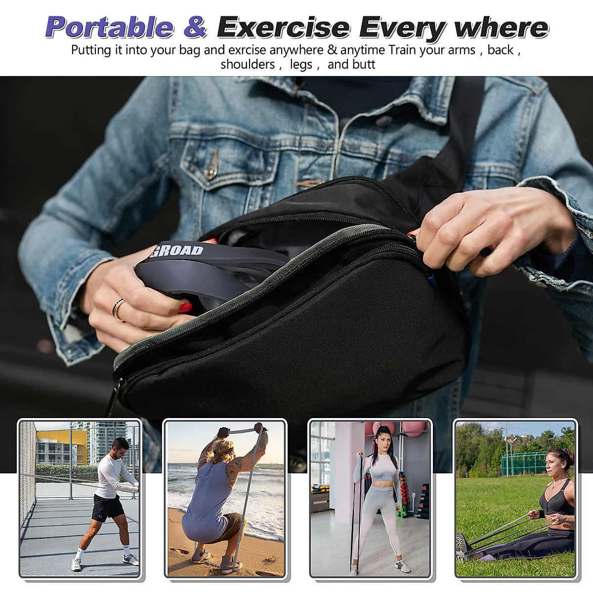 Resistance Band Pull Up Assistance Bands,Set of 5 Resistance Heavy Duty Exercise Stretch Fitness Bands for Stretching Power Lifting Workout Training with Instruction Guide (Black Set of 5)