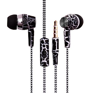 Design Nylon Braided Crack Earphone Cloth Rope Earpieces Stereo Bass MP3 Music Headset with Microphone for Cellphone MP3 MP4 (Black)