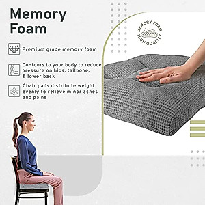 Arlee Non-Skid Memory Foam Chair Pads, 2 Count (Pack of 1), Alloy Gray