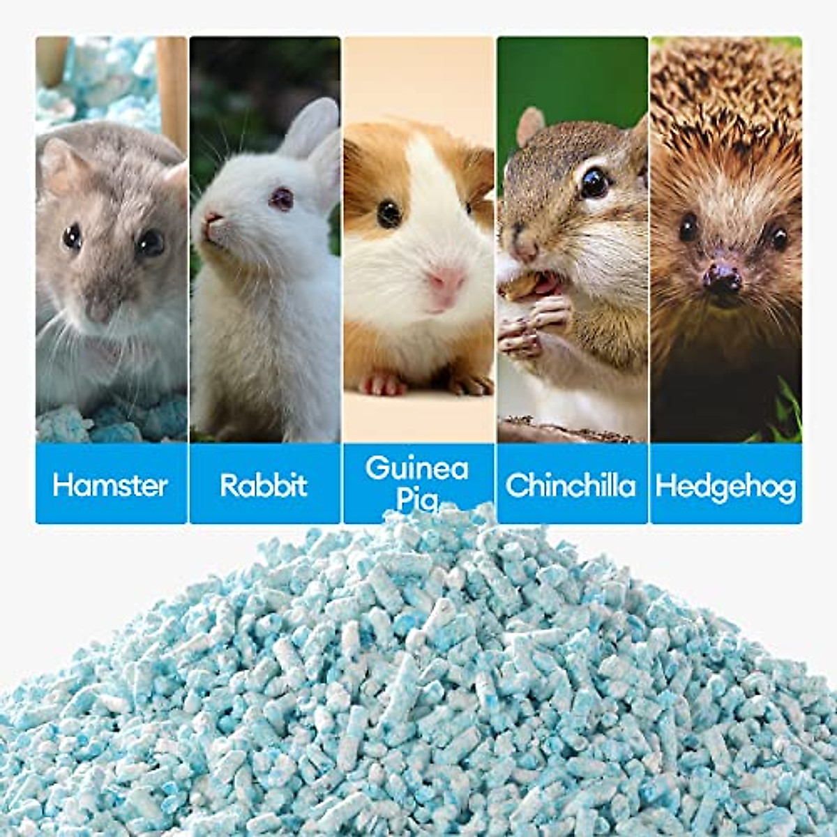 BUCATSTATE Paper Litter for Small Animals 1KG/2.2LBS, Absorbent Hamster Bedding Guinea Pig Rabbit Pellets Odor Control Dust Free for Reptile, Birds (Blue)