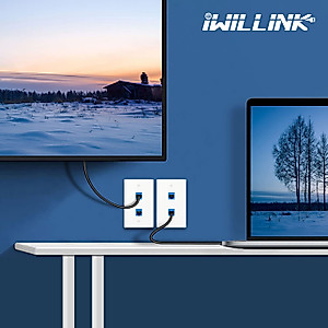 Iwillink 2-Port Keystone Wall Plate 10-Pack, Low Profile Ethernet Wall Plates for Keystone Jack, White