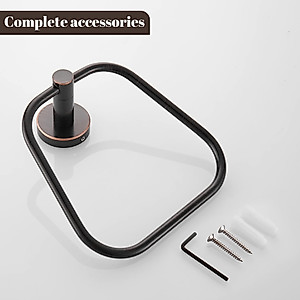 Bronze Hand Towel Holder, Bathroom Towel Ring Oil Rubbed, Bath Hand Towel Hangers Wall Mounted Farmhouse Rustic ORB Stainless Steel Trapezoid