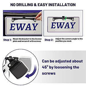 EWAY Rear View Backup Camera W/ Bracket Mounting Front Rear View License Plate Reversing Camera for Truck Pickup SUV Sedan Universal Parking Guide Line On/Off