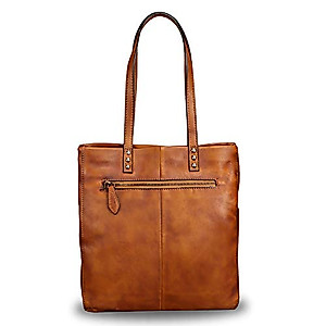 Genuine Leather Tote Bag for Women Handmade Satchel Purses Shoulder Bags Retro Top Handle Handbags (Brown)