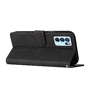 Protective Phone Cover Case Compatible with Oppo Reno 6Pro 5G Case, Reno 6Pro 5G Wallet Case Slim PU Leather Phone Case Flip Folio Leather Case Card Holders Shockproof Protective Case with Wrist Strap