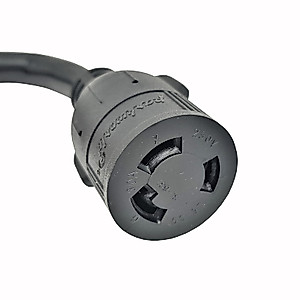 Parkworld 60424 RV Adapter Cord 50 Amp 14-50P Male Right Angle to 30 Amp L6-30R Locking Connector Female (1.5FT)