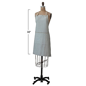 Creative Co-Op Cotton Stripes, Multicolor Apron, One-Size, Ivory