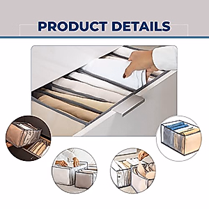 SYIKKI Clothes Organizer For Folded Clothes - Wardrobe Clothes Organizer For Jeans 7 Grids Organizer for Closet, Mesh Storage Compartment for Thin Jeans Pants T-Shirts Legging (1)