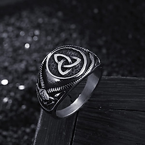 NIGHTCRUZ Triquetra Trinity Knot Ring, Irish Celtic Knot Ring Stainless Steel, Nordic Jewelry for Women