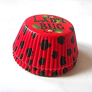 Lucky Star Red Ladybug Colorful Paper Muffin Cupcake Liners case Baking Cups 100 pcs,Standard Size 2x1.25inch