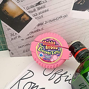 for Airpod 2/1 Case Soft Silicone Cute Cartoon Kawaii Funny Cover Fashion Protective, Cool Keychain Design Skin, for Girls Children and Boys Airpod Case with Airpods 2&1 (hubba Bubba)