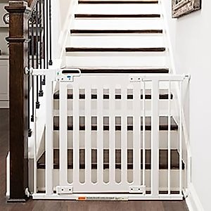 Qdos Safety Spectrum Designer Baby Safety Gate - Meets Tougher European Standards - Modern Design and Unparalleled Safety - Furniture Grade Wood - Simple Installation | Pressure Mount | White