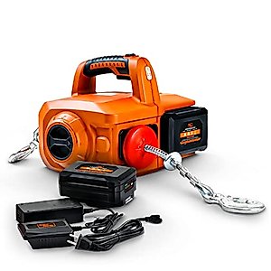 SuperHandy Electric Portable Winch Hoist Crane Lift Brushless Motor Li-Ion Battery Powered 1000Lbs/455Kgs Max Weight 20' Feet/6m Steel Braided Cable w/Locking Knob for atv truck boat trailer