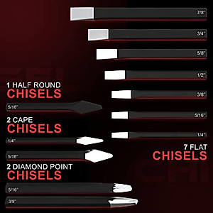 ABN Cold Chisel Set Automotive Punch Tool Kit – 29-Piece Punch Chisel Set – Pin Punch Set, Center Punch Set, & More