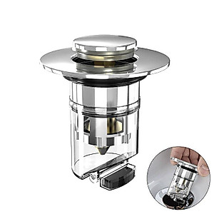 Bathroom Sink Stopper, 3 in 1 Pop Up Kitchen Bathtub Drain Stopper Plug, Sink Strainer for 1.18-1.65", with Shower Drain Hair Catcher Anti-Odor Valve Anti Clogging Bathroom Sink Drain Strainer