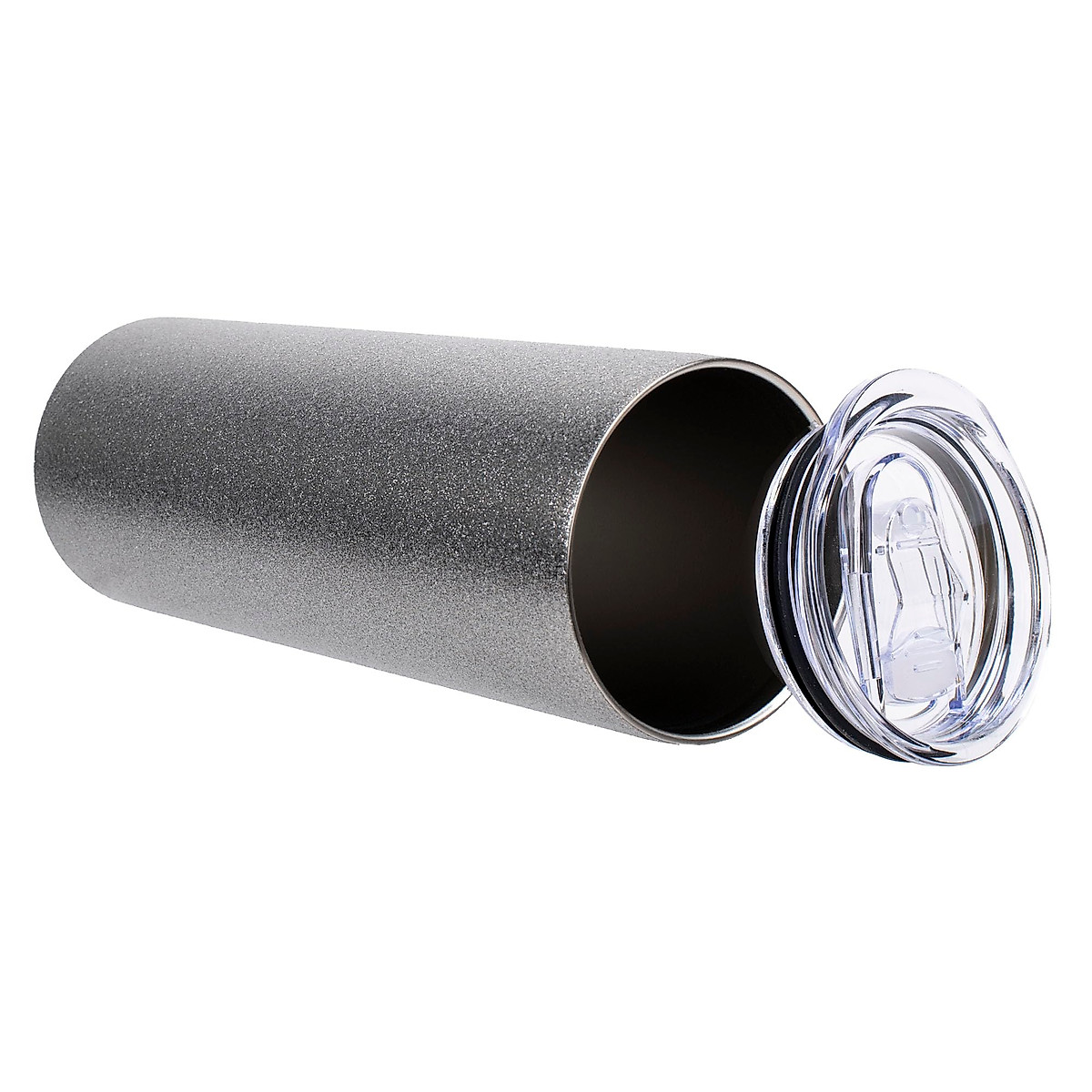 Elanze Designs Cheetah Animal Print Wrap-Around Design 20 Ounce Insulated Stainless Steel Coffee Travel Tumbler Mug Cup, Slide Top Lid & Reusable Straw, Silver Sparkle Glitter