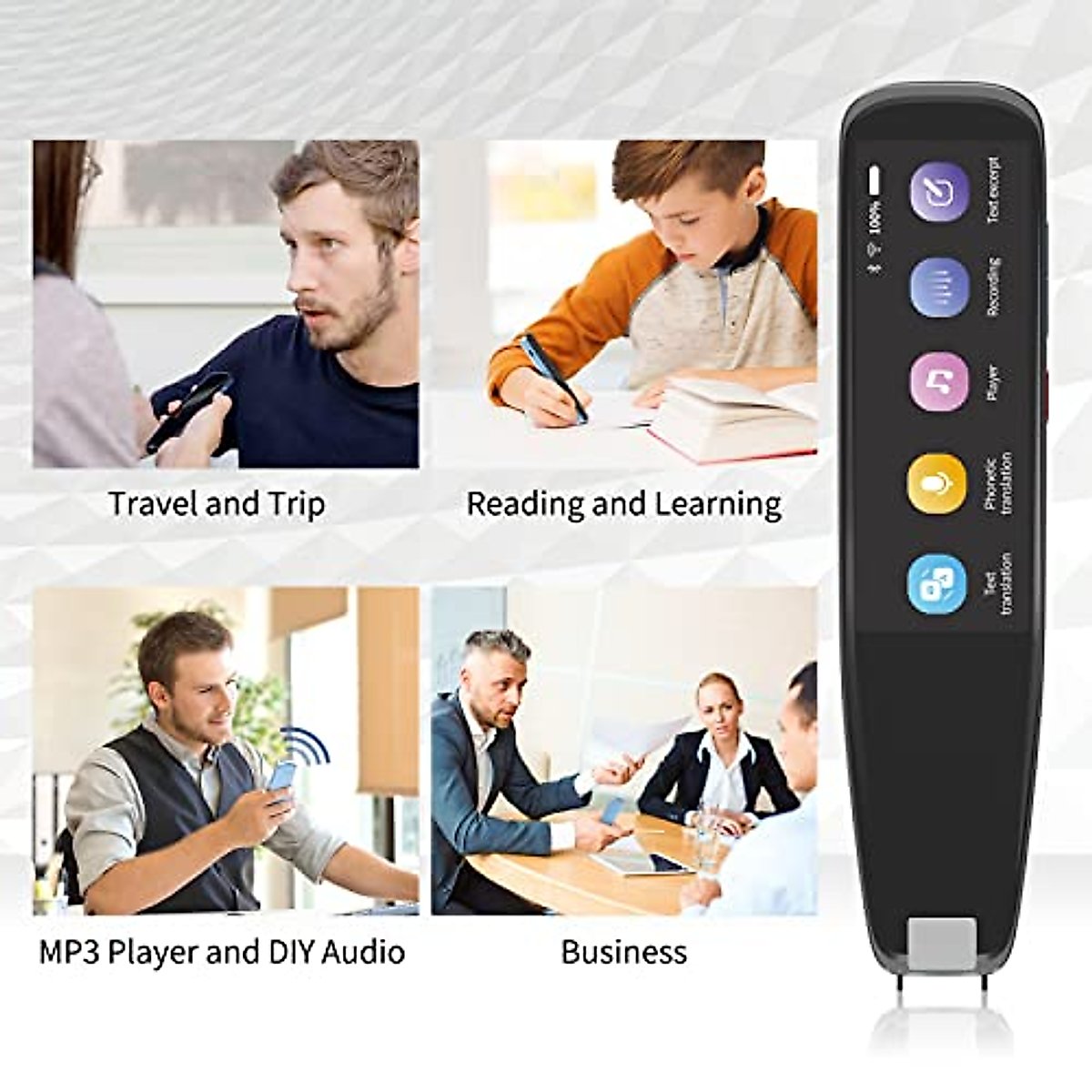 Scan ReaderPen, ROATEE 112 Language Scanning Translation Pen, Document Scanner, 16GB Digital Dictionary Smart Translation Bluetooth Mobile Scanner, Text to Speech for Dyslexia