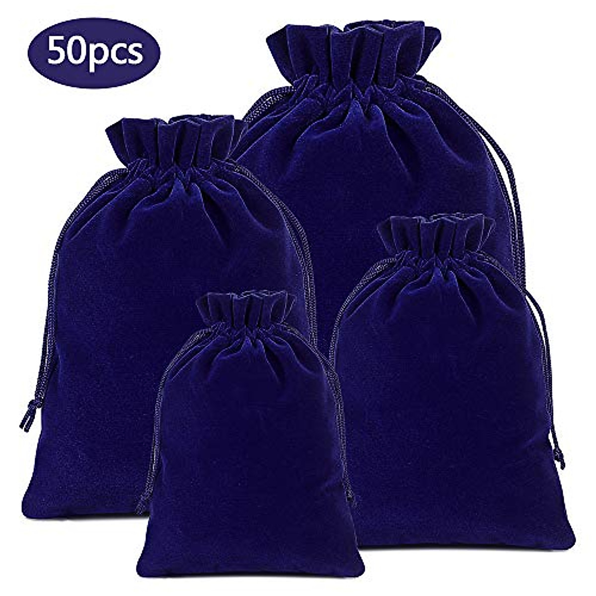 Lucky Monet 25/50/100PCS Velvet Drawstring Bags Jewelry Pouches for Christmas Birthday Party Wedding Favors Gift Candy Headphones Art and DIY Craft (50Pcs, Royal Blue, 5” x 7”)