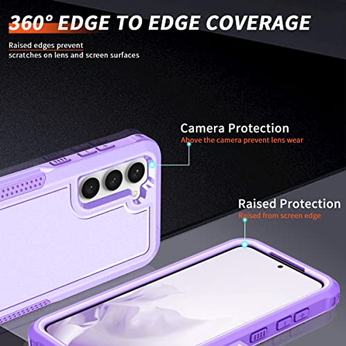 Defeneder Military Grade Drop Protection Case For Samsung Galaxy S23 with (2Pcs Tempered Glass Screen Protector+1Pcs Camara Lens Protector), Heavy-Duty Tough Rugged Full body Shockproof Hybrid cover
