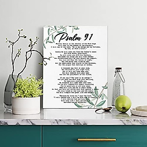 Inspirational Quotes Canvas Wall Art, Psalms 91 Wall Art Sign, Spiritual Wall Decor Sign, Bible Verse Print, Scripture for The Home or Office Sign, Christian Scripture Wall Decor 12x15
