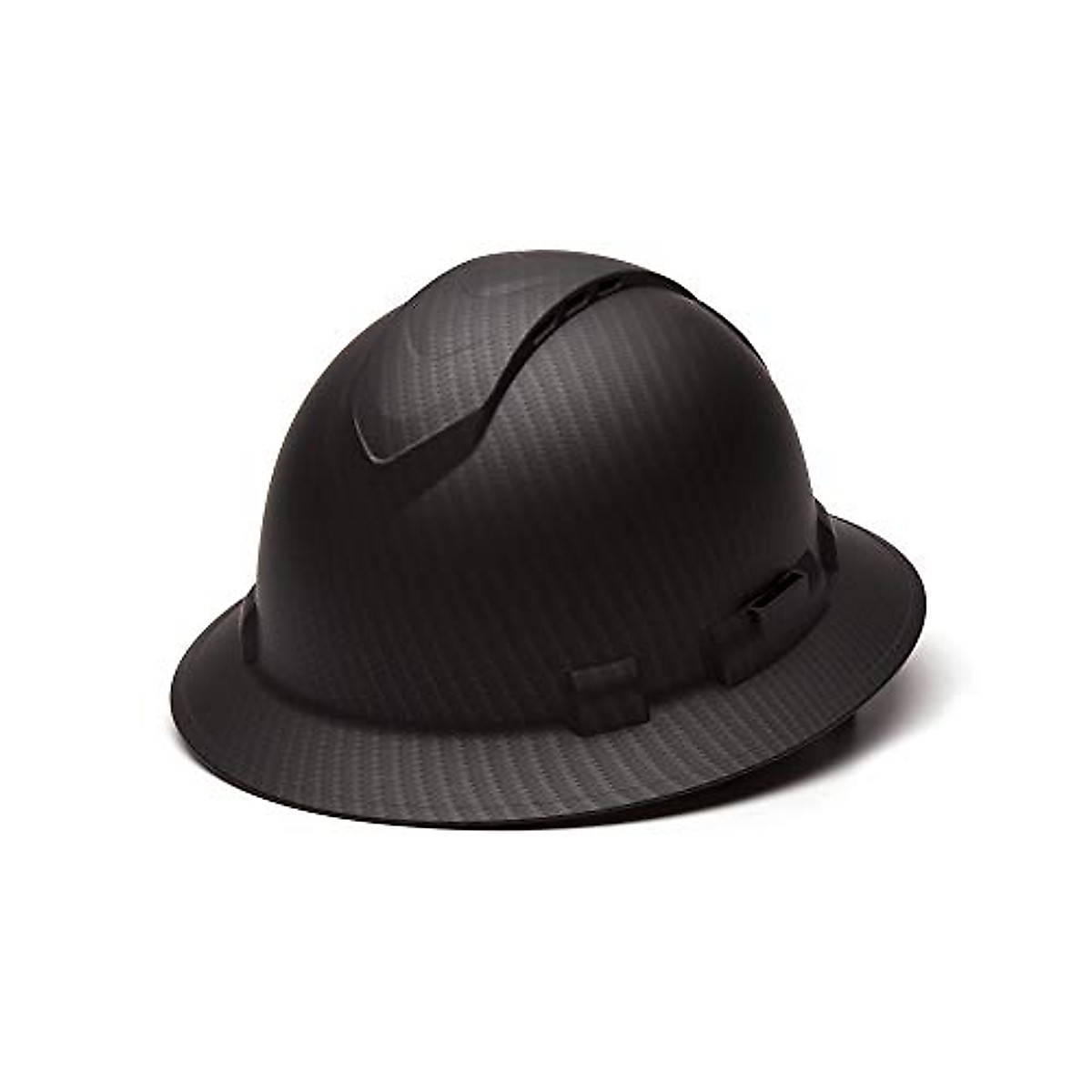 Pyramex Ridgeline Full Brim Hard Hat, Vented, 4-Point Ratchet Suspension, Matte Black Graphite Pattern
