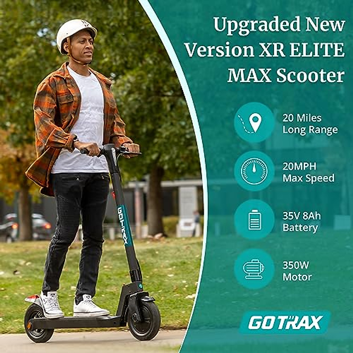 Gotrax XR Elite MAX Electric Scooter -10" Pneumatic Tires, Max 20 Miles Range, 15.5Mph Speed Power by 350W Motor, Large Digital Display and Cruise Control for Foldable Commuter E-Scooter for Adult