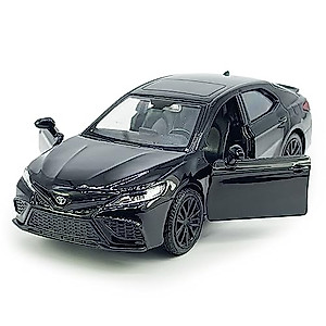 Camry XSE 2022 Model Car 1/36 Scale Diecast Toy Cars Metal Alloy Children’s Die-cast Vehicles, Pull Back Doors Open, Black Rim, Collection for Men, Kids Toys for Boys Gifts, Black