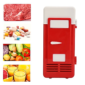 PUSOKEI Car Fridge, Isolated Cooling, Mini Fridge with Cooling and Heating Function, USB Powered, Energy Saving Semiconductor, Low Decibel, for Cosmetics Beverages(red)