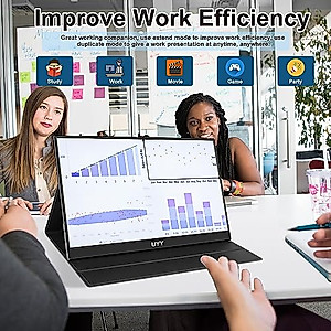 Newest Portable Monitor 16.1" 1920 FHD 2024 HDR 178° PC Screen,Second External Gaming Monitor FreeSync IPS USB-C HDMI Dual Speakers Smart Cover for | Laptop | PC | Phone | Mac | PS4/5 Switch