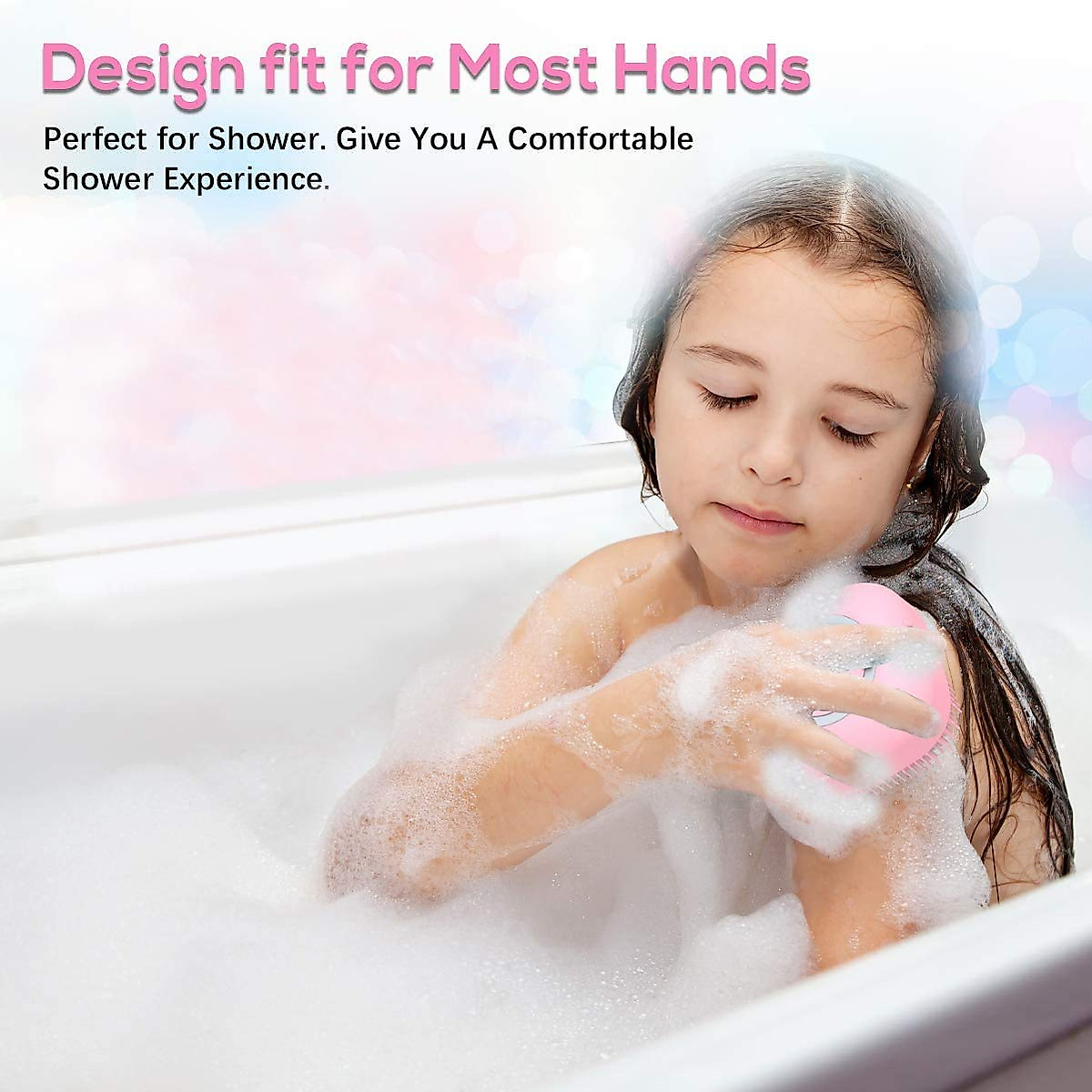 Silicone Exfoliating Brushes & Body Scrubber with Soap Dispenser for Shower,Enhance Blood Circulation&Deep Cleansing Bath Loofah for Babies, Kids, Women, Men, and Pets (Blue)