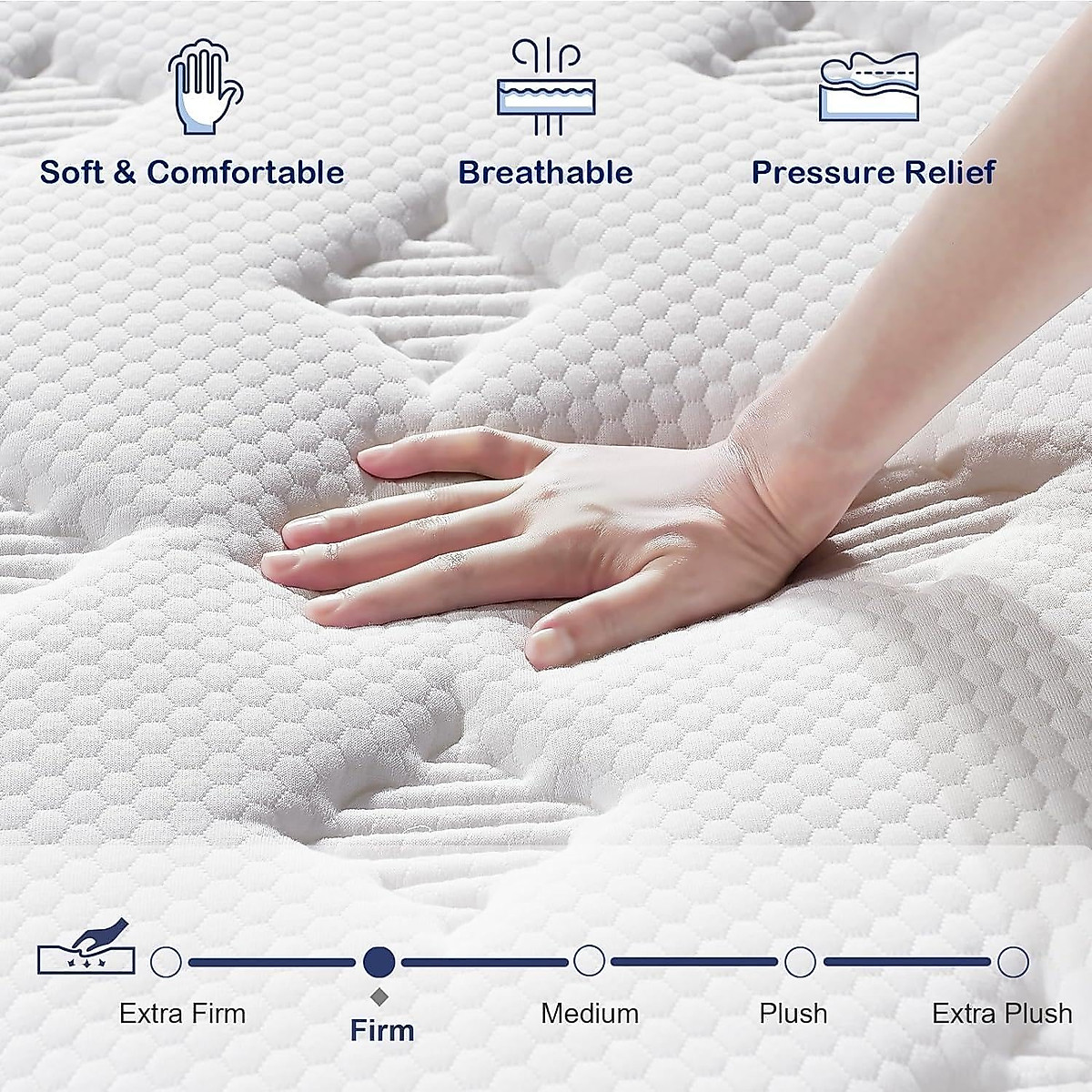 Queen Size Mattress, Upgrade Strengthen, 12 Inch Medium Hybrid Queen Mattress in a Box, Mattress Queen Size With Memory Foam and Independent Pocket Springs, Release Stress, Strong Edge Support