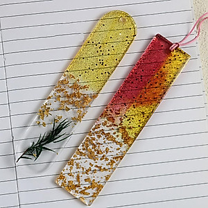 RESINWORLD Set of 3 Shiny Bookmarks Silicone Mold, Bookmark Resin Mold with Tassels, Small Medium Rectangle Bookmark Mold