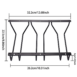 Diano 22.5cm Black Wine Glass Rack, Under Cabinet Wine Glass Holder, Stemware Rack Under Shelf, Wine Glasses Storage Hanger For Bar Kitchen 3 Rows