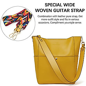 BOSTANTEN Women's Leather Designer Handbags Tote Purses Shoulder Bucket Bag Yellow