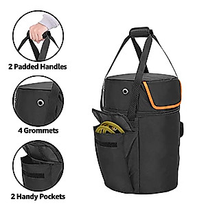 SAMDEW 20 lb Propane Tank Bag, Outdoor 20lb Propane Gas Tank Cover with Tabletop Feature and 2 Pockets, Propane Tank Cylinder Storage Carrier for Traveling & Camping, Black (Bag Only)