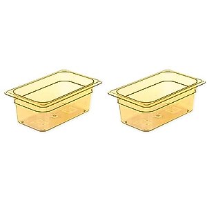Carlisle FoodService Products 3088113 StorPlus High Heat Food Pan, 4" Deep, Quarter Size, Amber (Pack of 2)