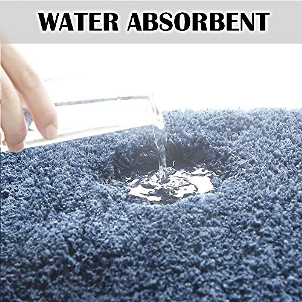 Suchtale Bathroom Rug Non Slip Bath Mat for Bathroom (16 x 24, Blue) Water Absorbent Soft Microfiber Shaggy Bathroom Mat Machine Washable Bath Rug for Bathroom Thick Plush Rugs for Shower