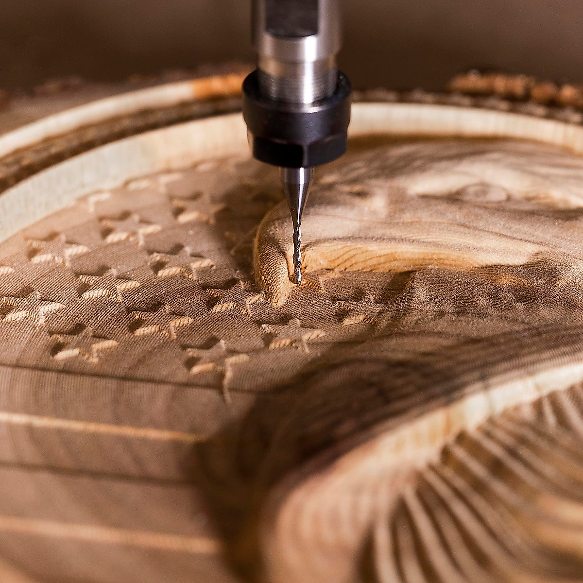 SpeTool Down Cut Spiral Router Bit 1/16 inch Cutting Diameter with 1/4 inch Shank End Mill for Woodwork CNC Machine Tools